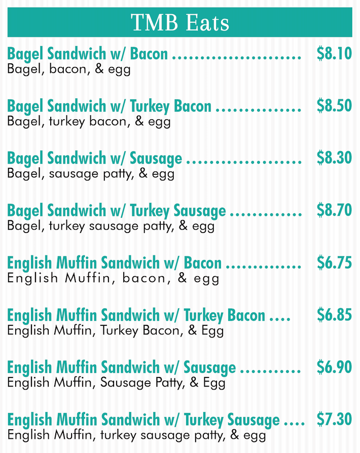 Menu – The Mental Bar Coffee Company